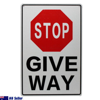 Warning Notice Stop Give Way Sign Traffic Stopping 200x300mm Metal Al ...