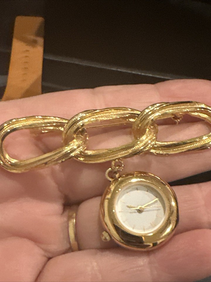 Women's Gold Tone Brooch Monet Watch, Swiss Movement, Stainless Steel ...