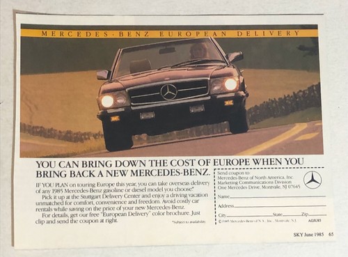 1985 Mercedes Benz Vintage Print Ad pa27 | eBay