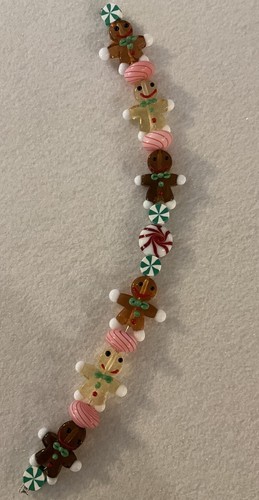 New 10”Strand Christmas Peppermint Candy& Gingerbread Men LampWork ...
