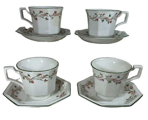 Johnson Brothers ETERNAL BEAU Set of 4 Footed Cups and Saucers | eBay