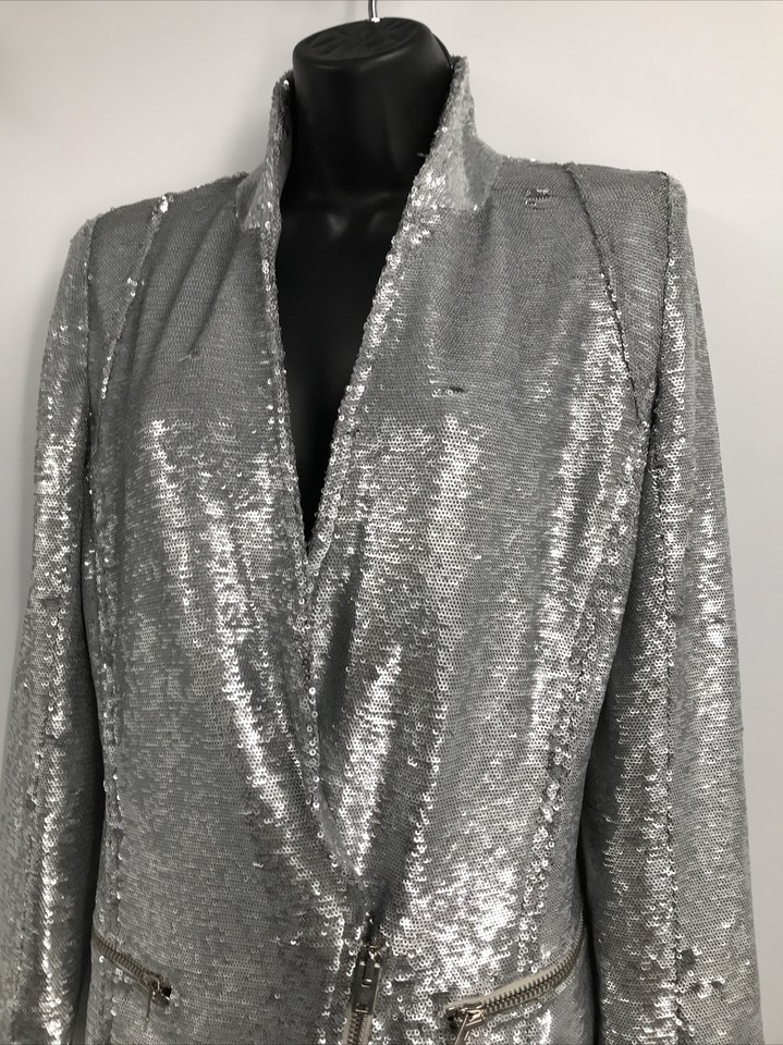IRO Women's Silver Metallic Sequin Embellished Hadley Blazer Jacket ...