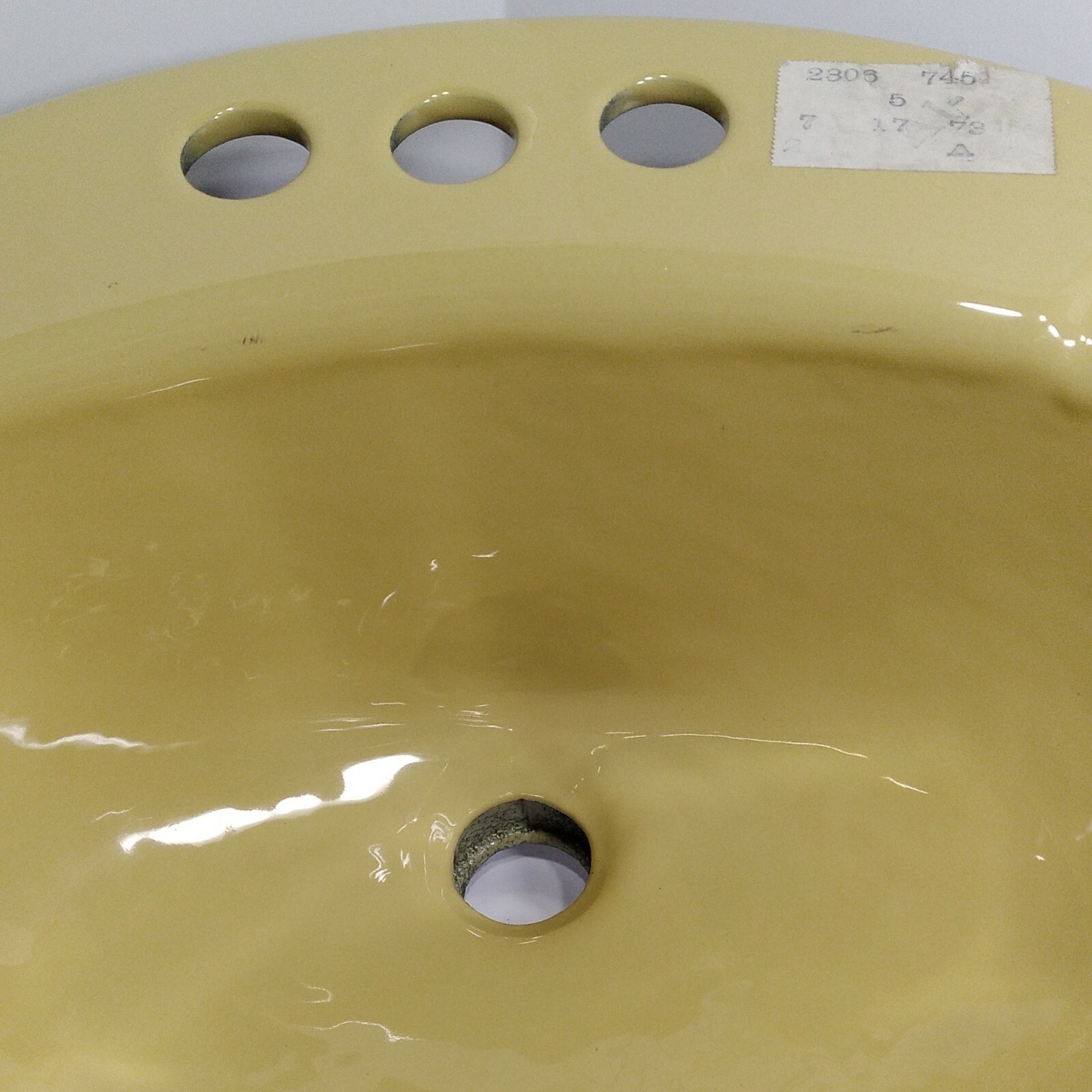 KOHLER 2904 Light Mustard Cast Iron Drop In Oval Bathroom Sink Overflow ...