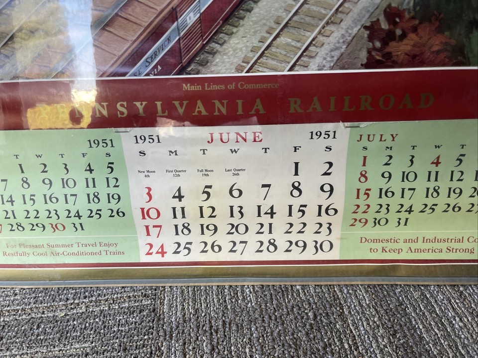 1951 Pennsylvania Railroad (PRR) Large Format Calendar Rare | eBay