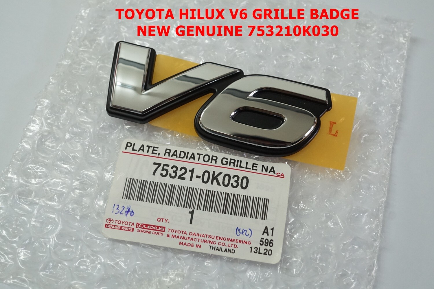 75321-0K030 PLATS RADIATOR GRILLE NAME V6 | eBay
