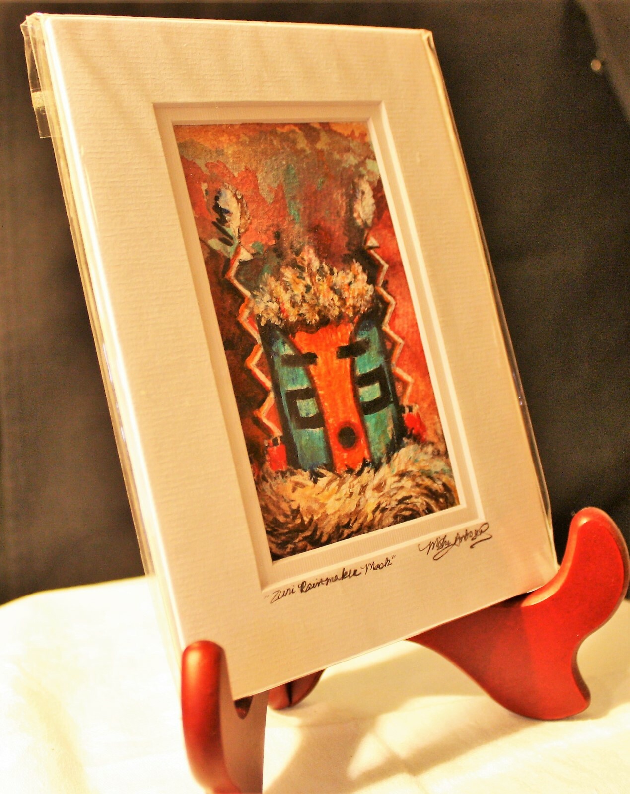 ORIGINAL SIGNED SMALL ARTWORK "RAINMAKER MASK" KACHINA ART by MISHA ...