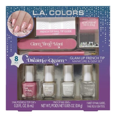 L.A. Colors Dream to Gleam Glam Up French Tip Manicure & Gem Set | eBay