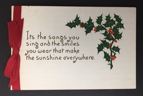 Antique Christmas Card Early 1900s Samuel Ward Boston #1577 Red Ribbon ...