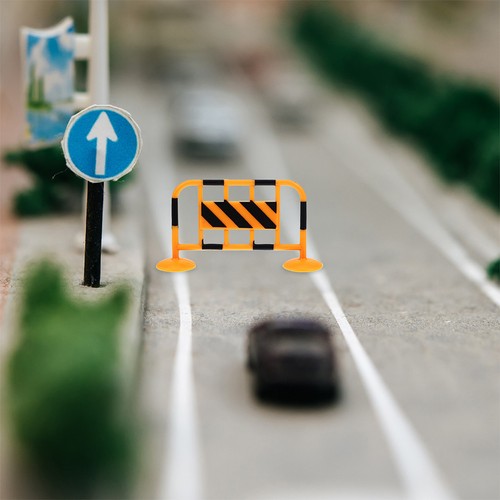 12 Pcs Miniature Street Sign Traffic Fence Signs Construction Toy Road ...
