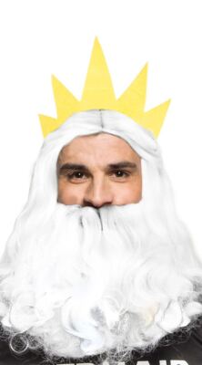 Triton Wig and Beard with Crown Points King Neptune Costume Accessory ...