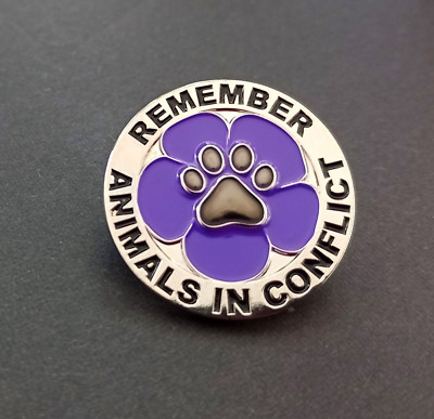 PURPLE POPPY - ANIMALS PAW - REMEMBRANCE BADGE - SILVER (P27). | eBay
