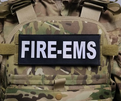 3x8" FIRE EMS Black Hook Plate Carrier Patch Firefighter Paramedic EMT ...