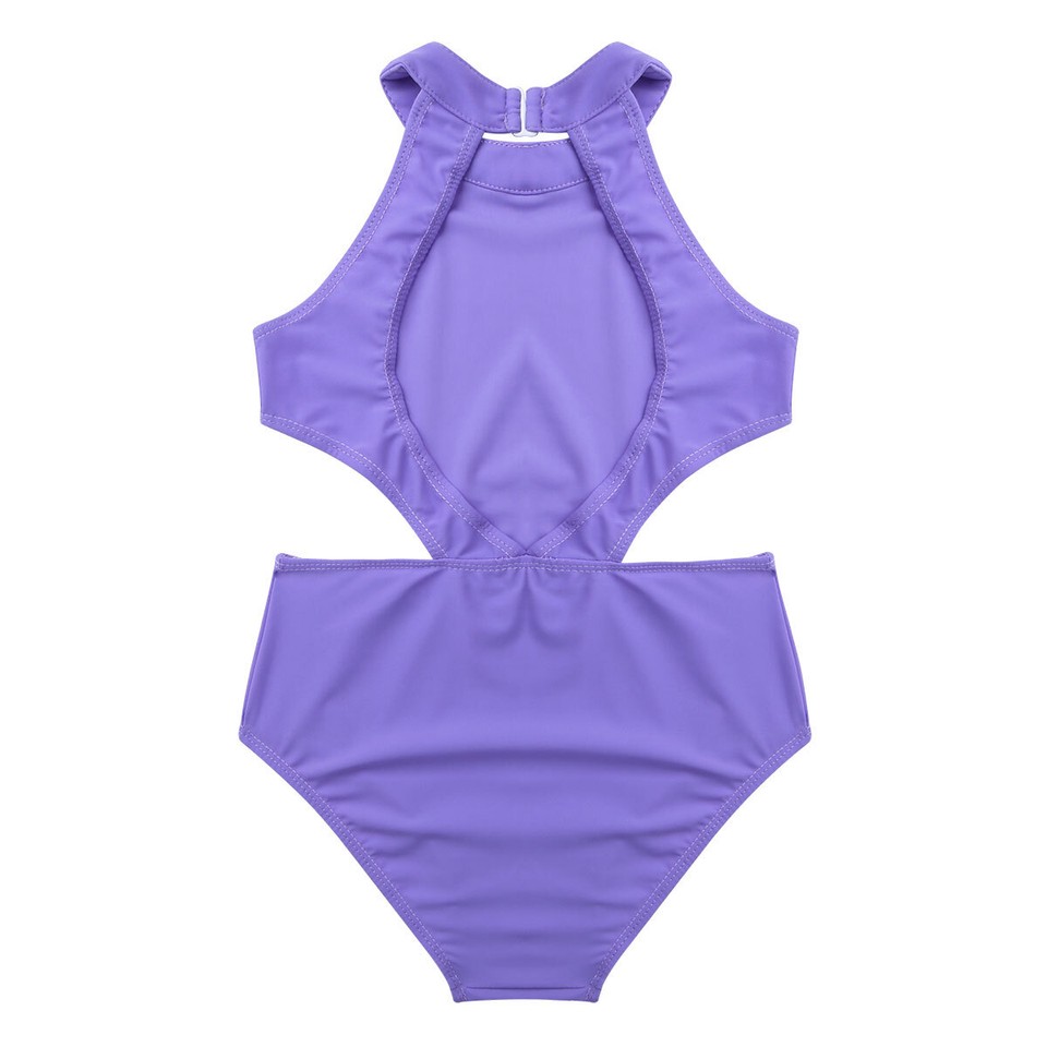 Girls Ballet Dance Leotards Gymnastic Unitards Halter Cutout Back ...