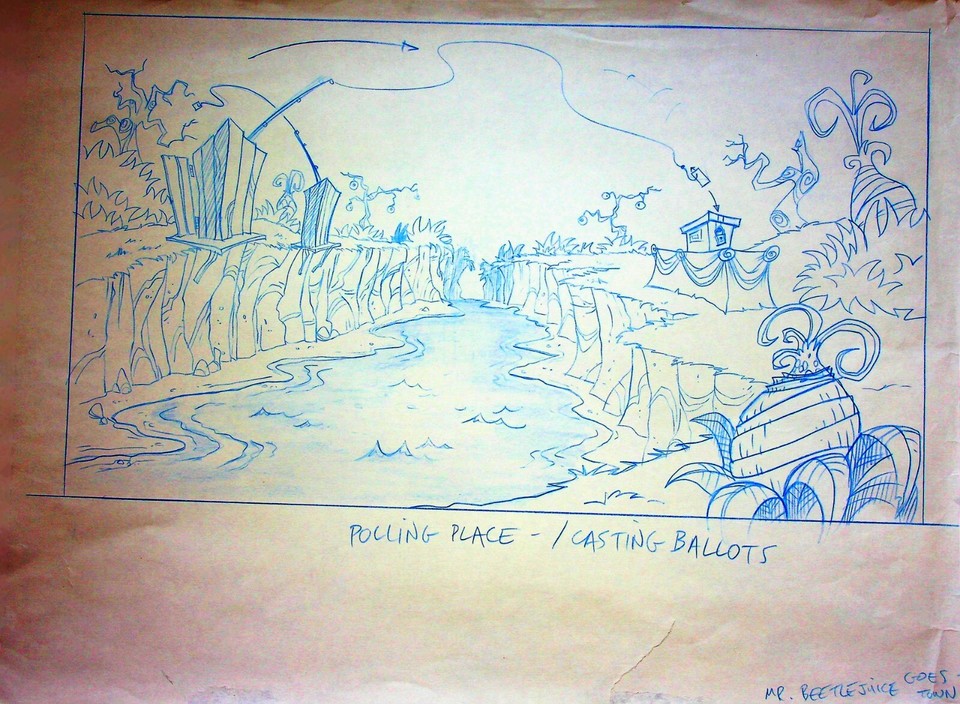 Beetlejuice 1989 Production Chris LaBonte Hand Drawn Key Background ...