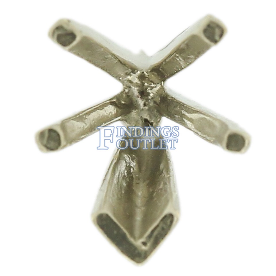 14K White Gold V-End Heart 5 Prong Peg Head Setting Standard For Center ...