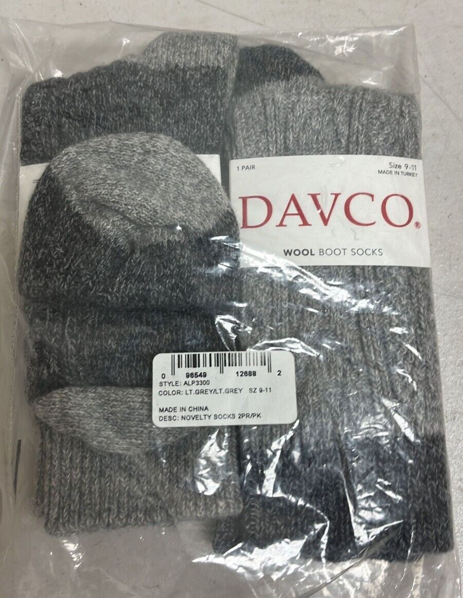 DAVCO WOMENS BOOT SOCK WOOL BLEND 2 PAIR PACK SET LIGHT GREY 9-11 | eBay