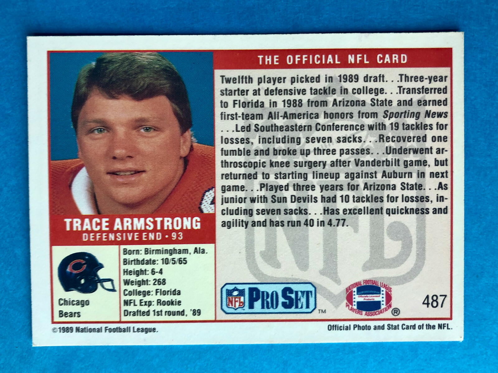 1989 Pro Set - #487 Trace Armstrong (RC) for sale online | eBay