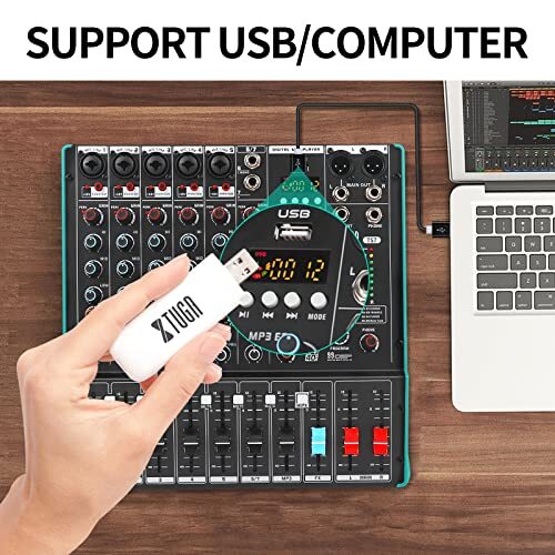 XTUGA TS7 Professional 7 Channel Audio Mixer with 99 DSP Effects,7-band ...