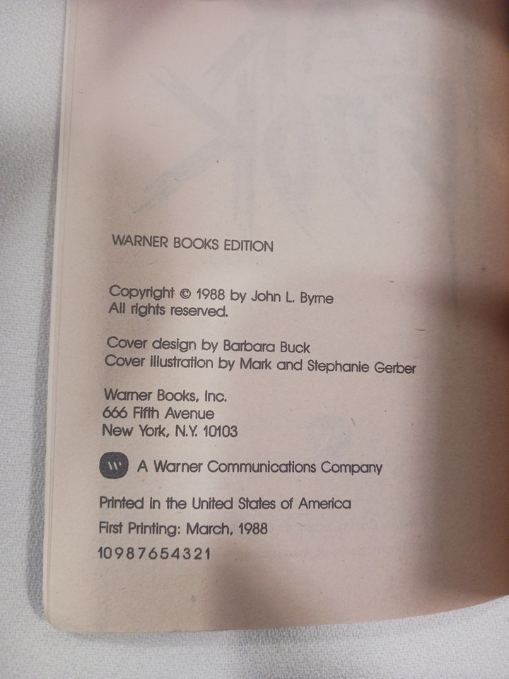 Fear Book John L Byrne 1988 Paperback First Edition 1st Printing ...