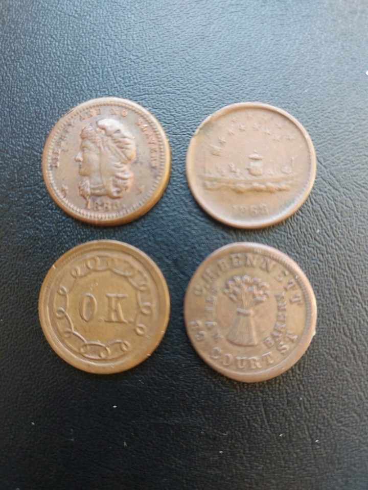 1863 CIVIL WAR TOKENS/BUSINESS CARD TOKENS. EXTRA FINE TO A/U.!! AS IS ...