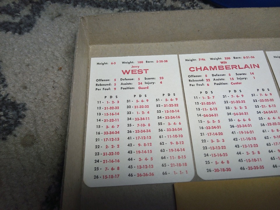 APBA NBA Pro Basketball Board Game 1968-69 NBA Player Real Stats Wilt ...