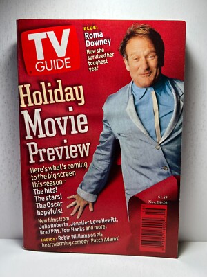 TV Guide 1998 November 14-20 Holiday Movie Preview Robin Williams Patch ...