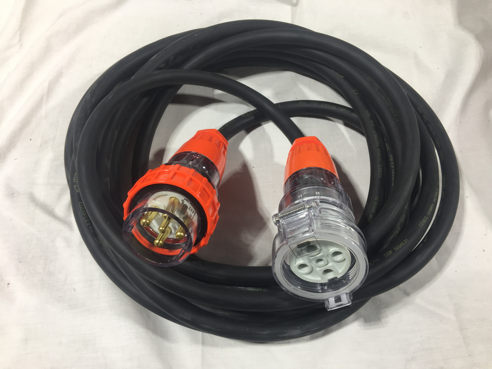 32 Amp 10m Extension Lead, 3 Phase, 5 pin, 415V 32A 10mt Plug Socket ...