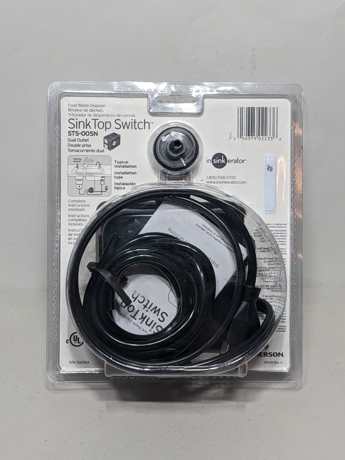 InSinkErator STS-OOSN SinkTop Satin Nickel Button Dual Outlet Switch ...