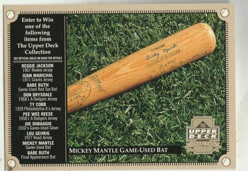 FREE SHIPPING-MINT-MICKEY MANTLE GAME USED BAT UD 2000 GAME CARD | eBay