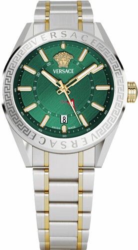 Versace VEAFA0524 V-Code GMT green silver gold Stainless Steel Men's ...