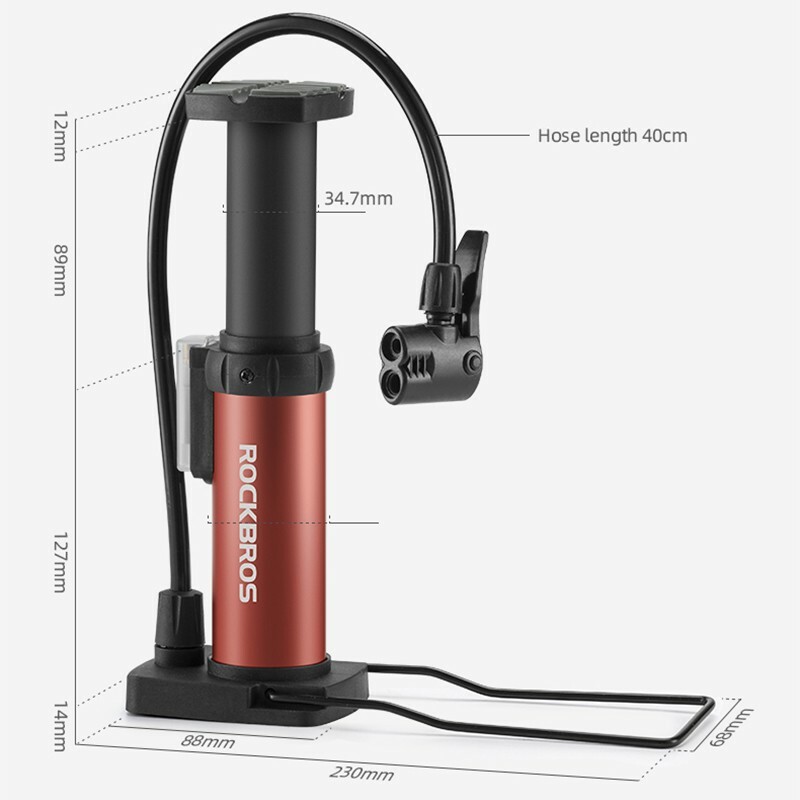ROCKBROS Mini Bicycle Pump Bike Foot Pump 80PSI Floor Pump Portable w ...