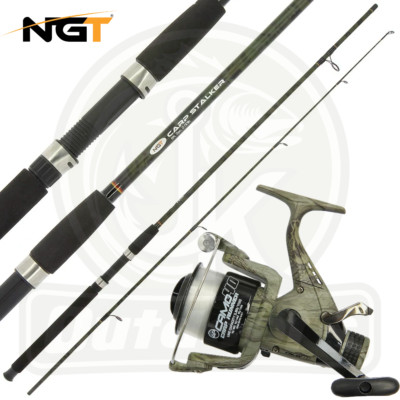 NGT 8ft Carp Stalker Camo Fishing Rod + Camo 40 Carp Runner Reel Combo ...