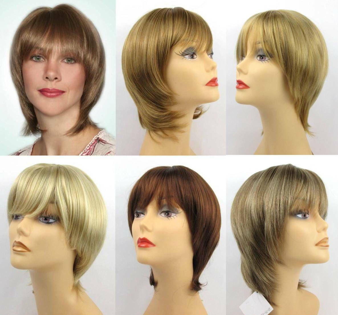 WOMEN COLLAR-LENGTH STRAIGHT HAIR WIG BLUNT W/ WISPY LAYERS BEVELED ...