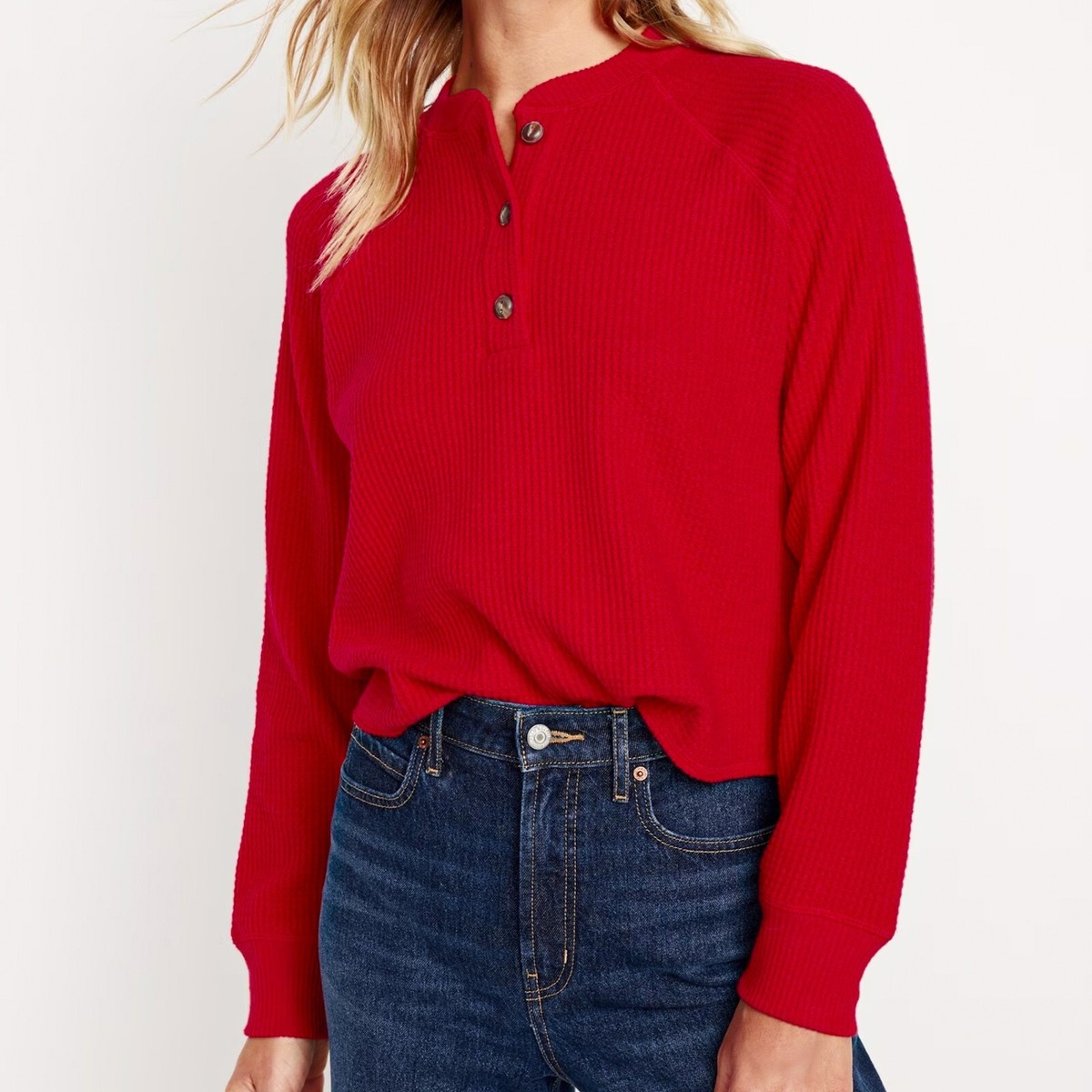 Red Waffle Knit Shirt