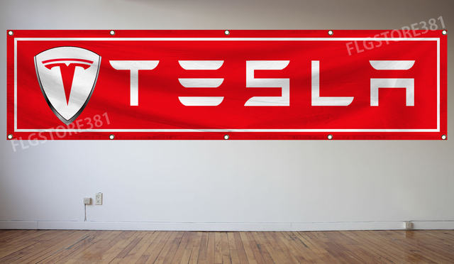 Tesla Banner Flag 2X8Ft Car Motorcycles Electric Model S 3 Roadster Man ...