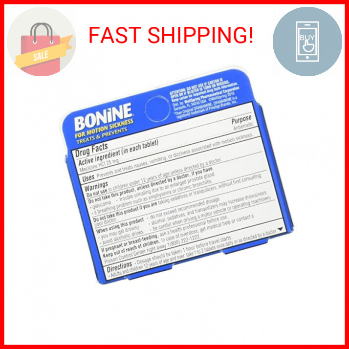 Bonine for Motion Sickness Chewable Tablets, Raspberry Flavored, 8 Each ...