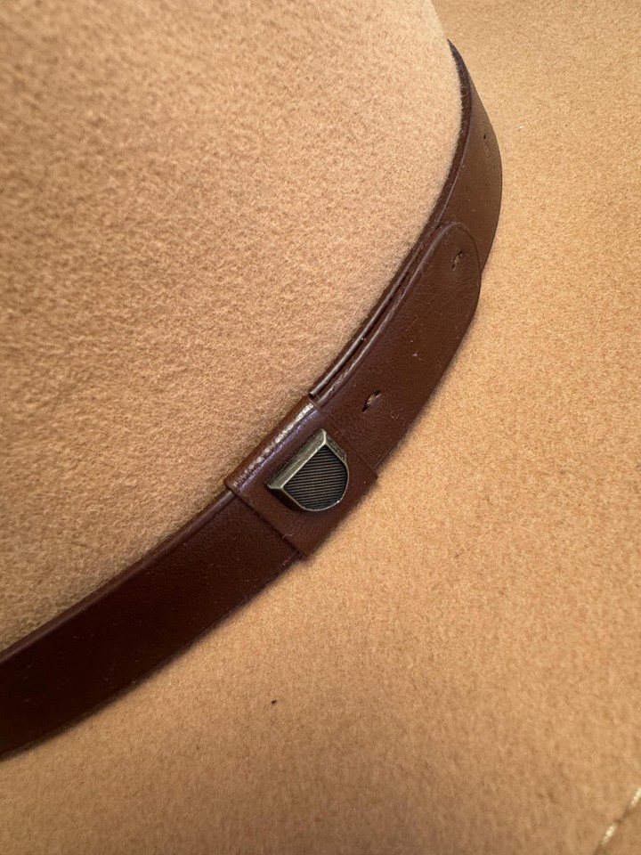 Brixton Messer Hat Fedora Mens Small Beige Clay Wool Adjustable Wide ...