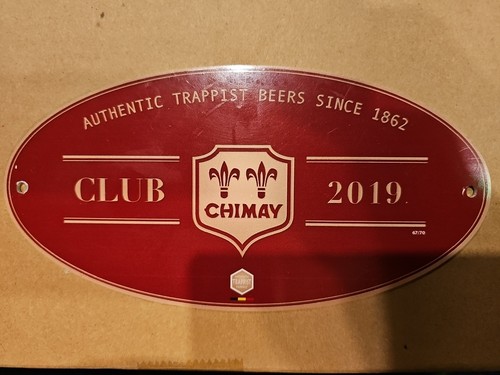 Rare CHIMAY CLUB SIGN 2019 authentic Trappist Beer #67 Metal Numbered ...