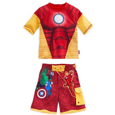 Marvel Avengers Iron Man Rash Guard & Swim Trunks Set Boy Size 5/6 | eBay