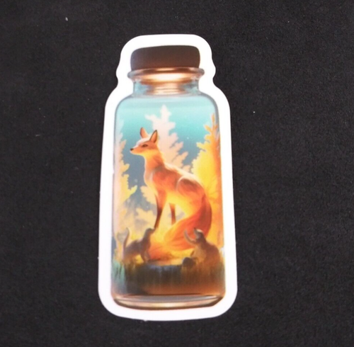 Beautiful Fox Inside Jar Sticker 2 1/8" x 1" | eBay