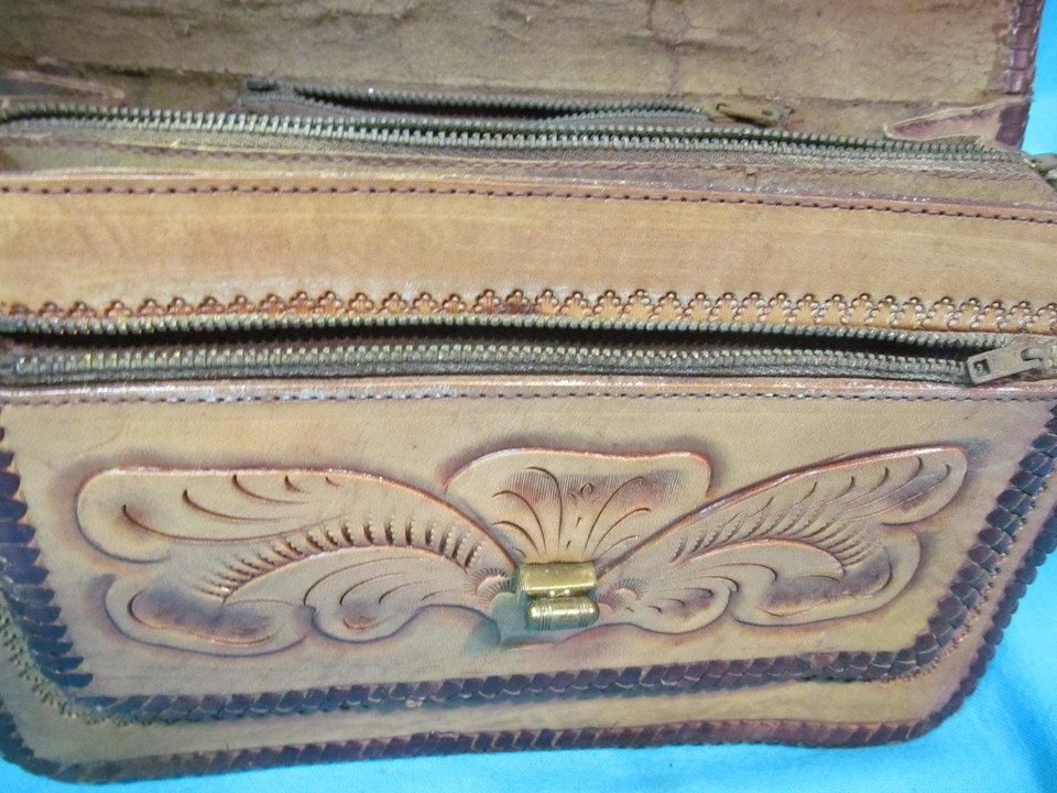 VINTAGE TOOLED LEATHER PURSE (NO STRAP) | eBay