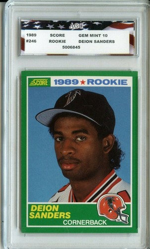 1989 Score #246 Deion Sanders Rookie Card AGC 10 Gem Mint Falcons Coach ...
