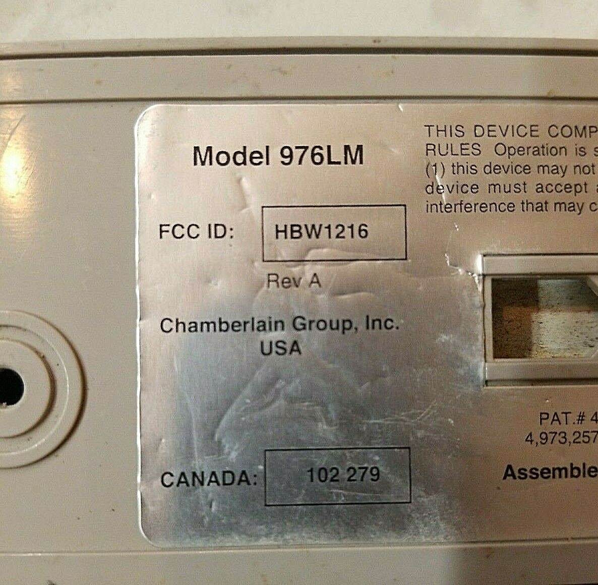 OEM Chamberlain Liftmaster 976LM Security + Wireless Entry Keyless ...