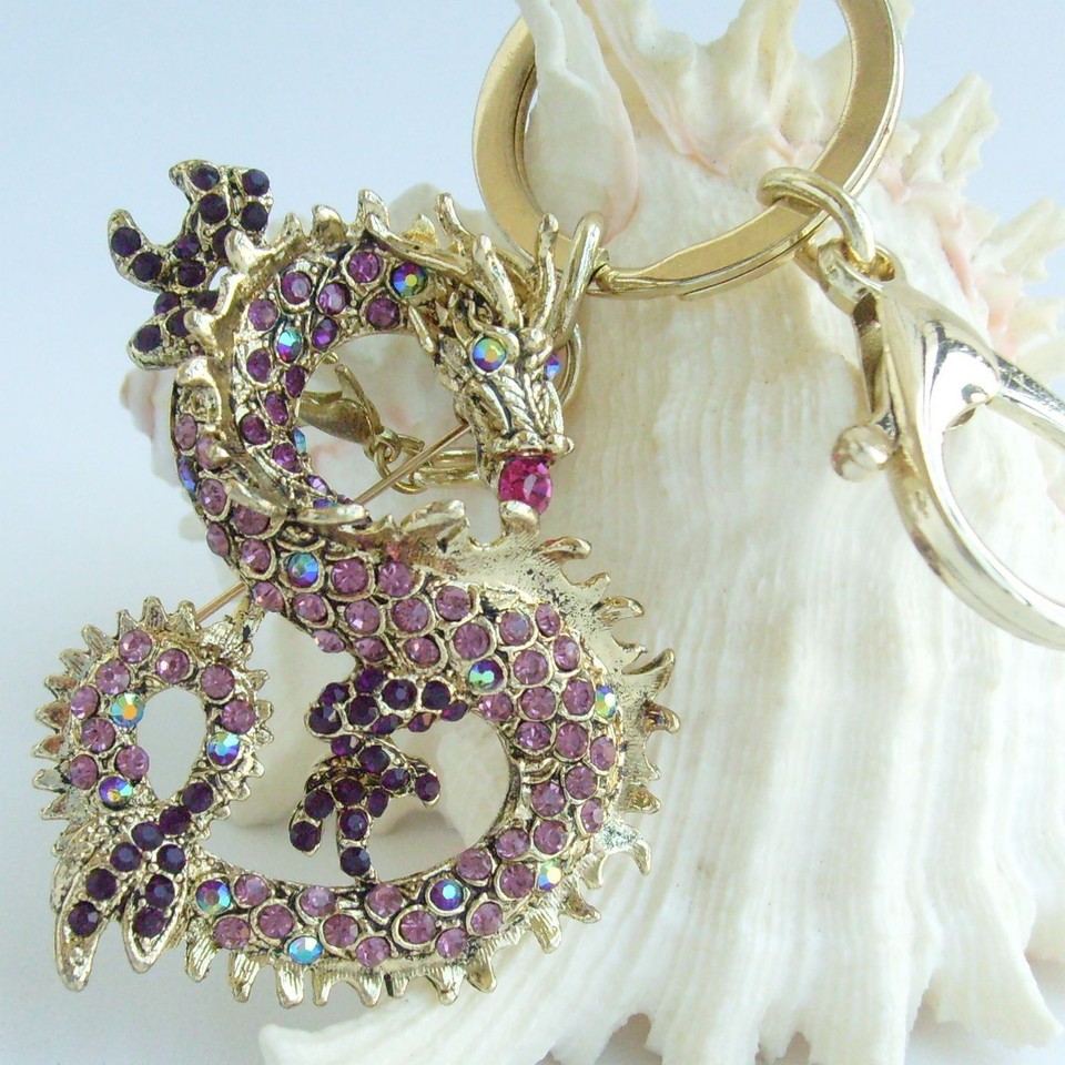 Unique Animal Dragon Keychain Austrian Crystal Pendant Art Decoration ...