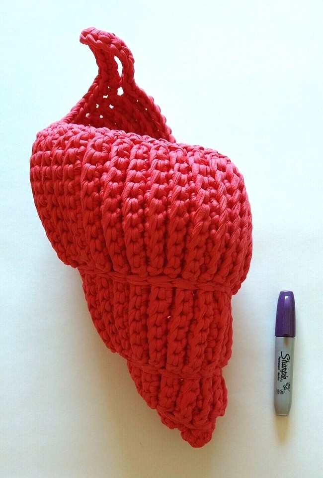 New Handmade Spiral Sea Shell Crochet Basket Wall Hanging Home Decor ...