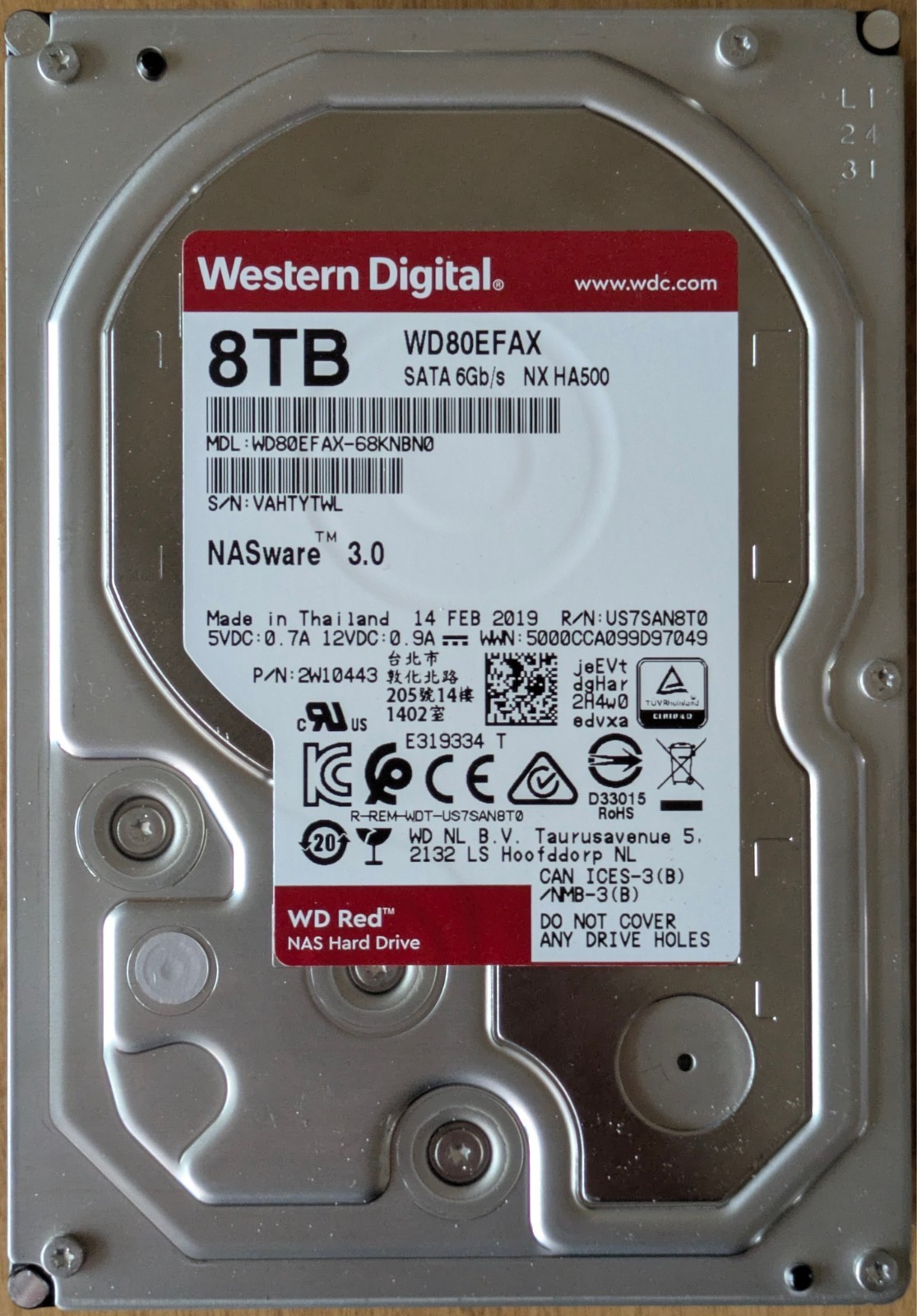 Western Digital Red 8TB WD80EFAX SATA 6Gb/s 3.5" 5400 RPM 256MB NAS HDD ...