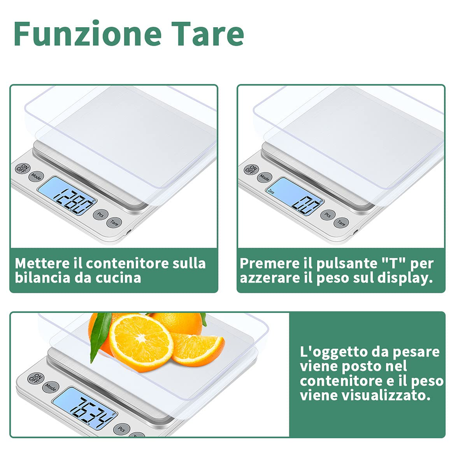 Grande Dimensione 5Kg/0.1G Bilancia Digitale Da Cucina, Bilance Alimenti in Acci | eBay