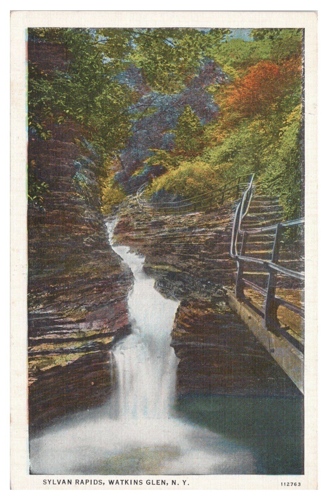 Vintage Sylvan Rapids Watkins Glen NY Postcard Unposted White Border | eBay