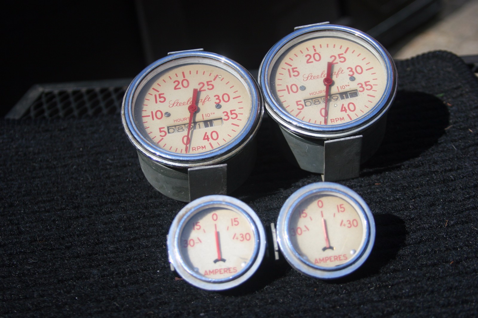 40s 50s Steel Craft SteelCraft Yacht Boat Marine Amp Tachometer Gauges ...