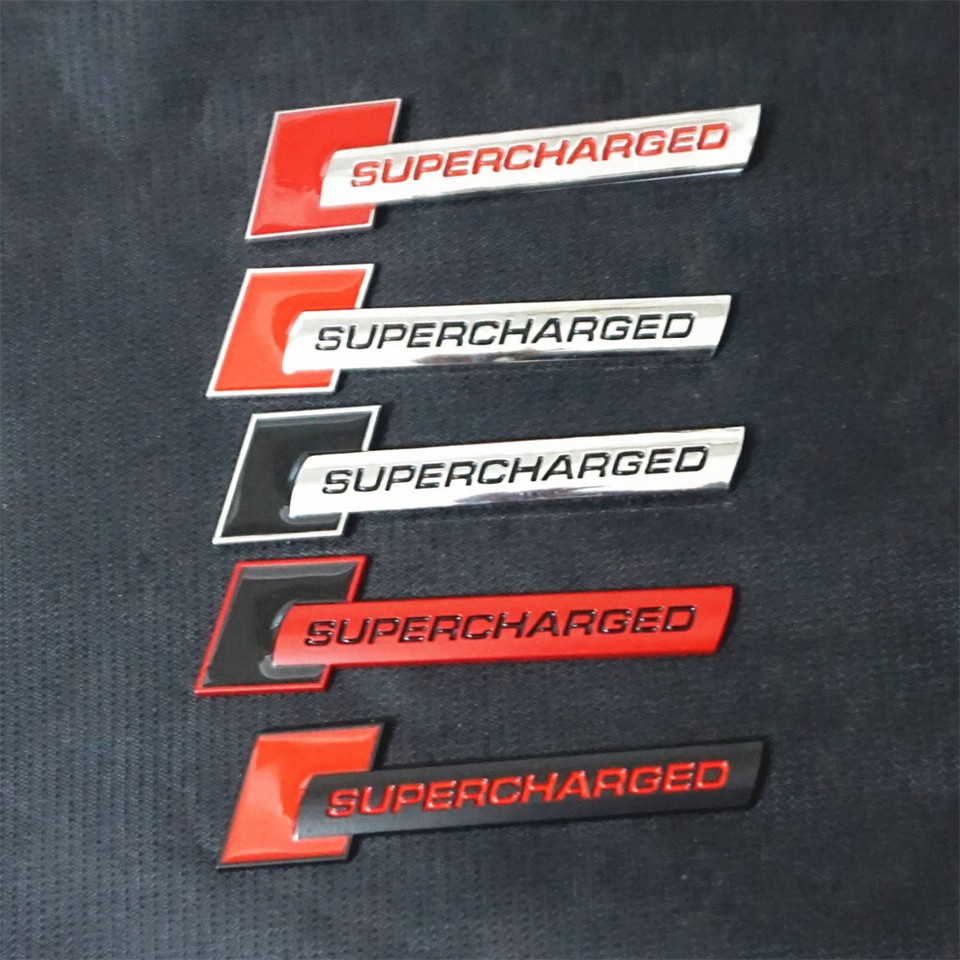 1x Matte Black SUPERCHARGED Red Metal Sticker Badge Decal Emblem Luxury ...